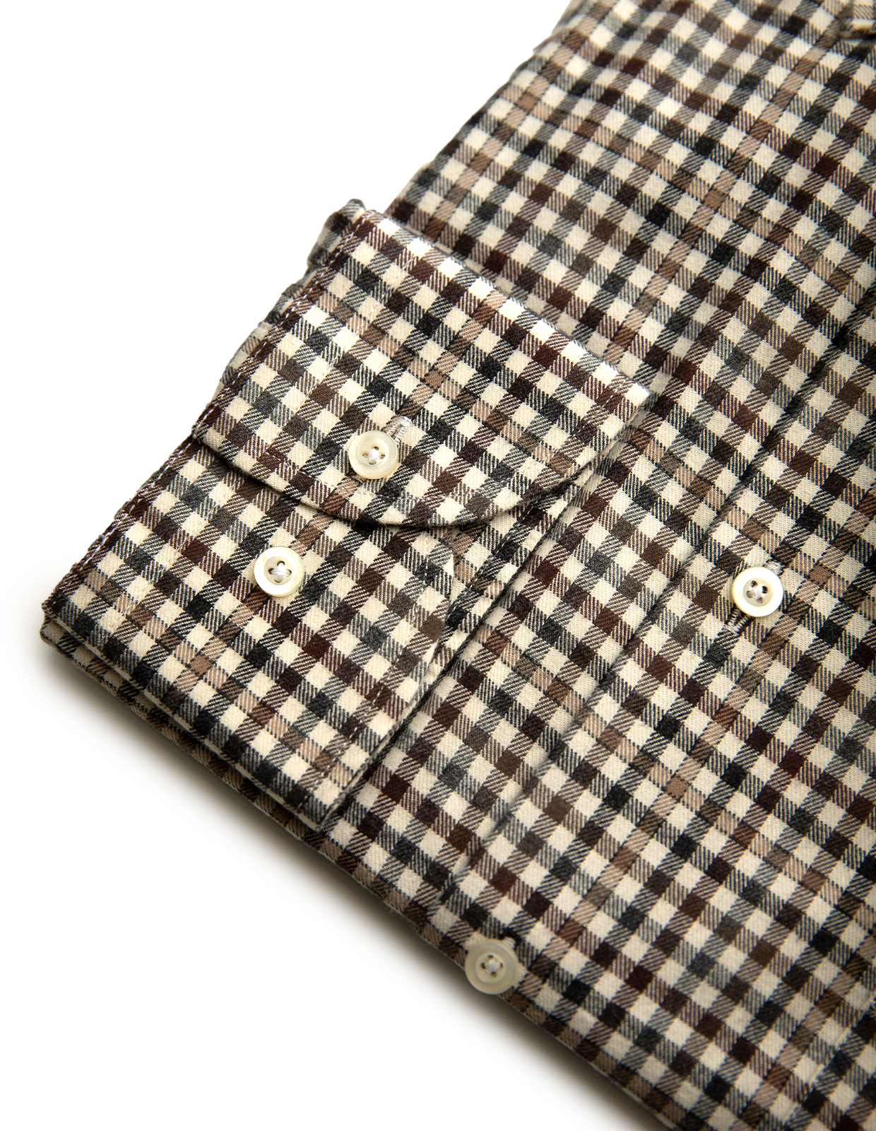 Slim Fit Skjorta Bomull Tattersall Brun/Blå/Beige Rutig